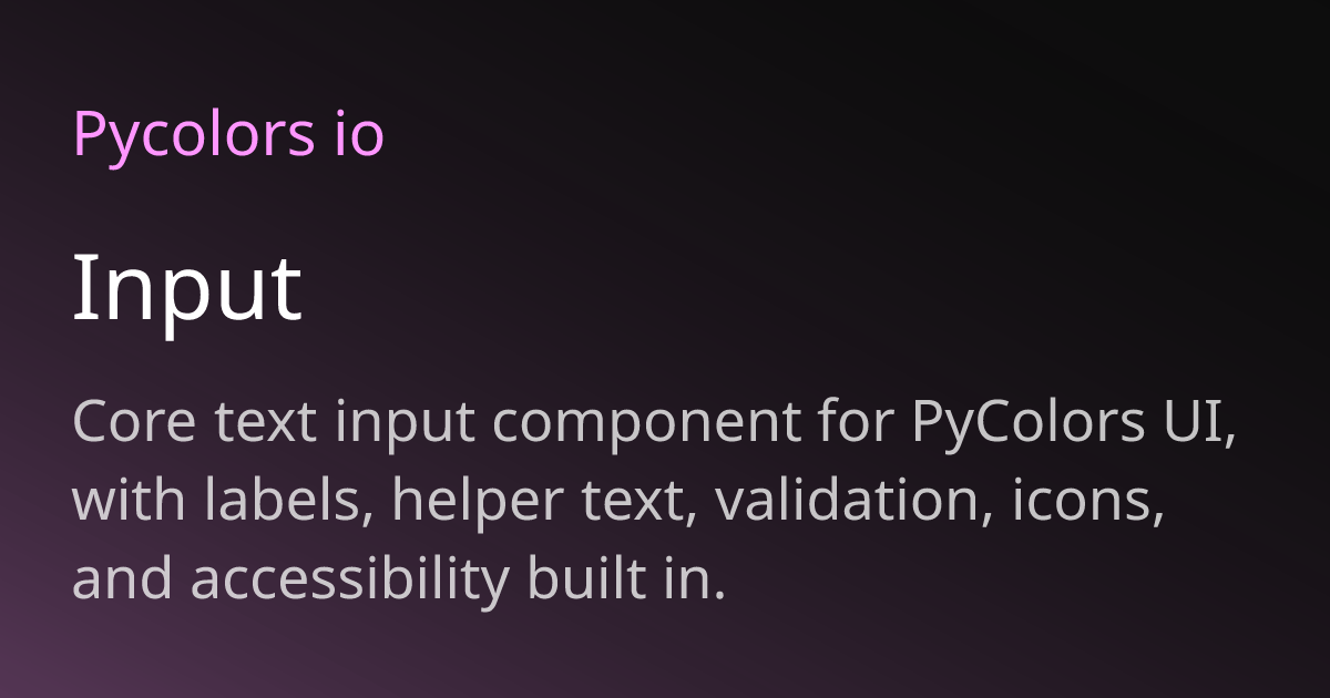 Input · Docs · PyColors
